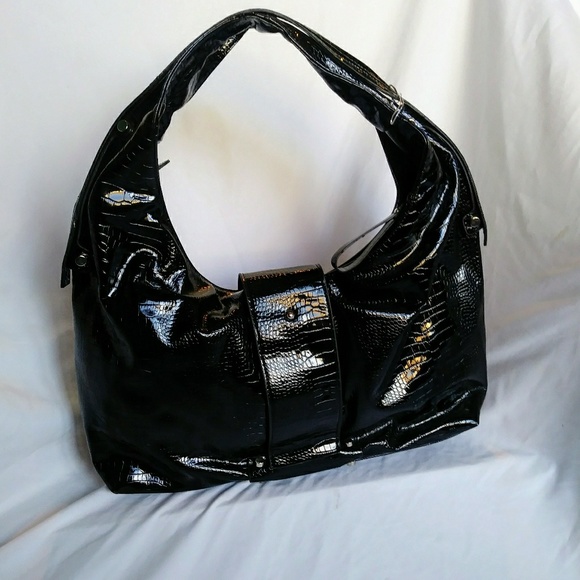 Boutique | Bags | New Black Hobo Vegan Patent Alligator Print | Poshmark